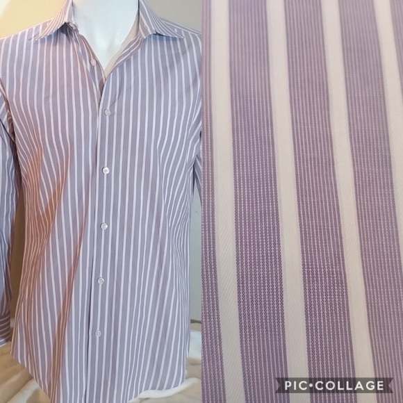Hugo Boss | Shirts | Hugo Boss Purple And White Stripe Dress Shirt ...